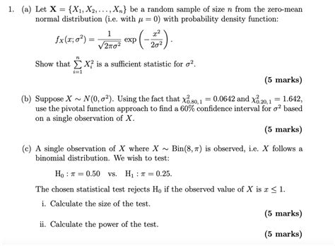 solved a let x x1 x2 xn be a random sample of size n from the zero mean normal