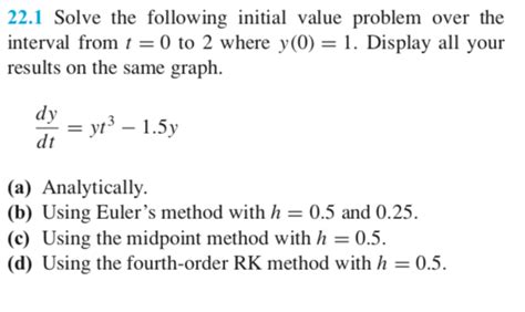 solved 221 solve following initial value problem interval t 0 2 y 0 1 display results graph