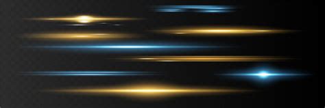 Blue Horizontal Lens Flares Pack Laser Beams Vector Image