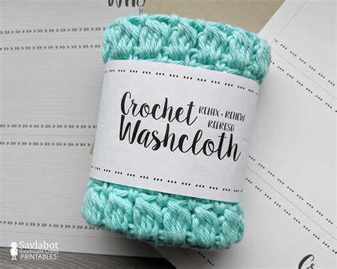 Crochet Tags Labels Washcloth Wrap Printable Gift Tags Etsy