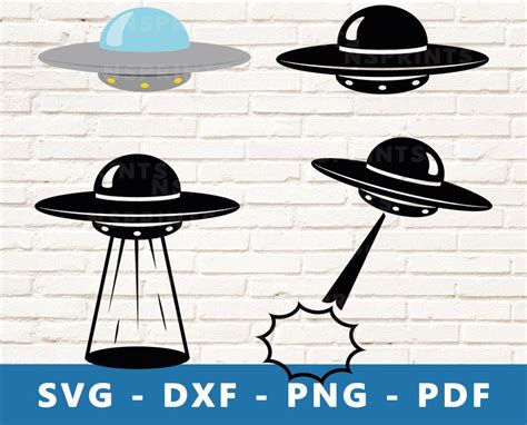Aliens SVG Files Alien Invasion Clip Art Spaceship Cut Files Silhouette