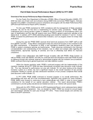 Fillable Online Part B State Annual Performance Report APR For