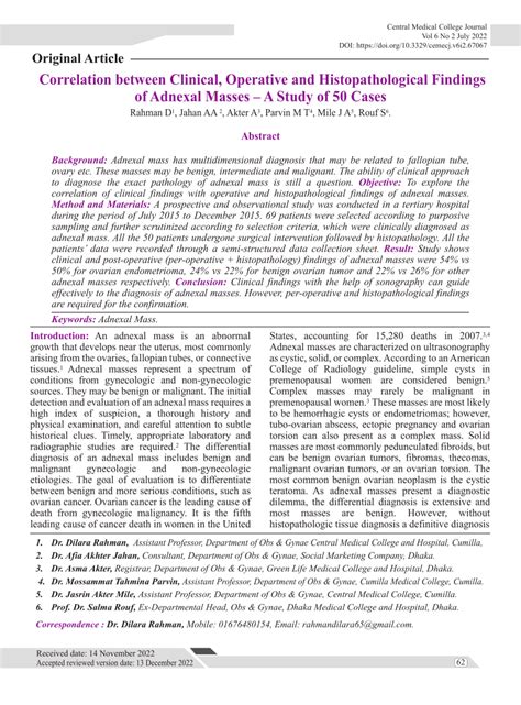 Pdf Correlation Between Clinical Operative And Histopathological