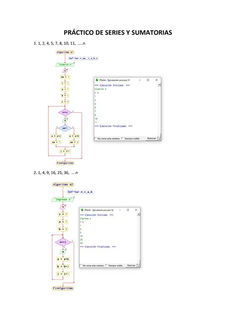 Solution Practico De Series Y Sumatorias En Pseint Diagramas De Flujo