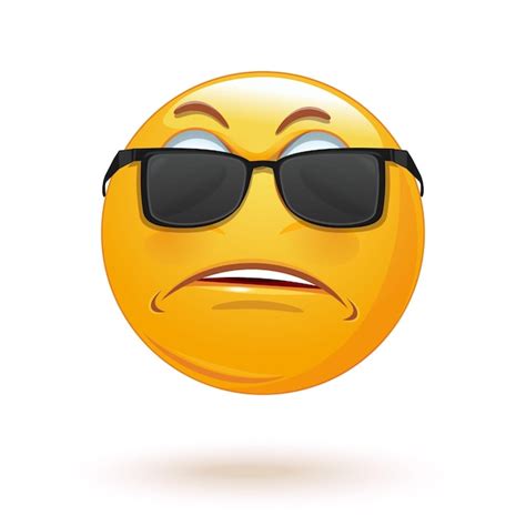 Cara De Emoticon Triste En Gafas De Sol Icono De Vector Vector Premium