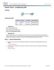 5 2 1 4 Packet Tracer Configuring SSH Instruction Docx Packet