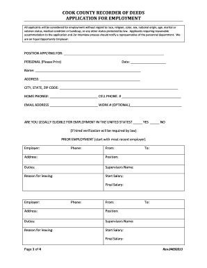 Fillable Online Cook County Recorder Of Deeds Application For