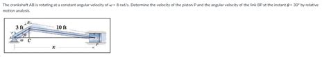 solved the crankshaft ab is rotating at a constant angular