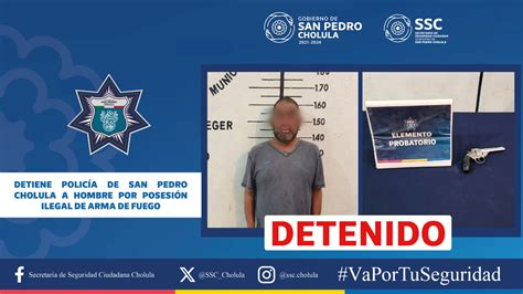 Detiene policía de San Pedro Cholula a hombre por posesión ilegal de