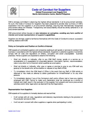 Iom Code Of Conduct Fill Online Printable Fillable Blank PdfFiller