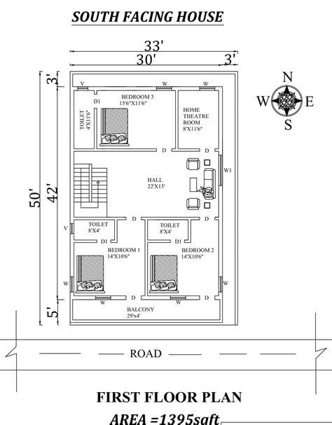 The First Floor Plan For South Facing House
