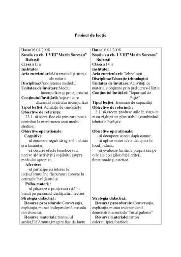 Proiect De Lec Ie Simultan Proiect Doc