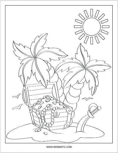 Coloring Pages Pirates Treasure Chest