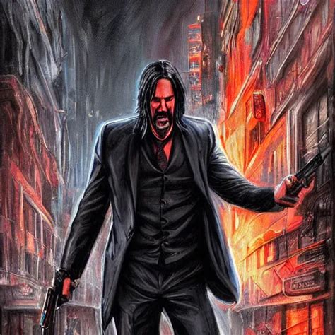 An Angry John Wick In A Shootout With A Giger Alien In Stable