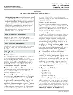 OMB No 1615 0047 Expires 08 31 12 Form I 9 Employment Eligibility