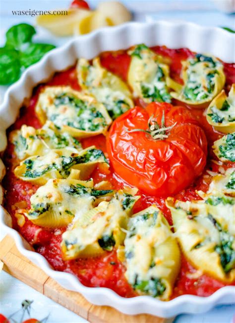 Gef Llte Muschelnudeln Mit Blattspinat Und Ricotta Waseigenes