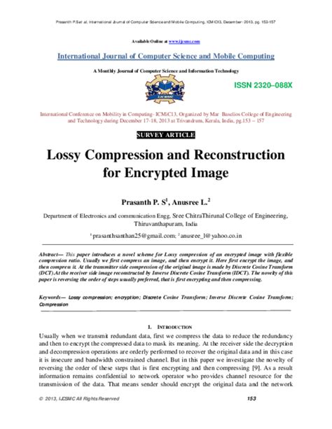 pdf lossy compression and reconstruction for encrypted image ijcsmc journal