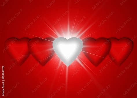 San Valentín corazones fondo rojo iluminado luz corazón blanco