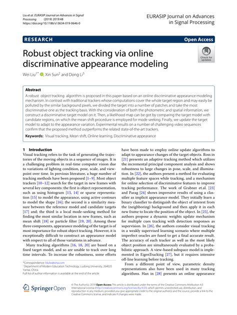 pdf robust object tracking via online discriminative appearance modeling
