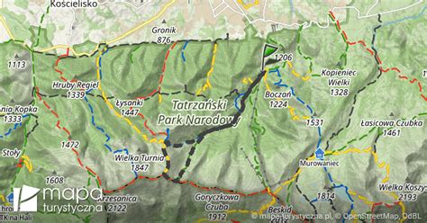 Trasa Kuźnice Kuźnice mapa turystyczna pl