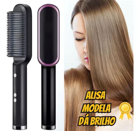 Escova Alisadora Pente Anion Basiq Hair Sleek Gold 3 Em 1 Cor