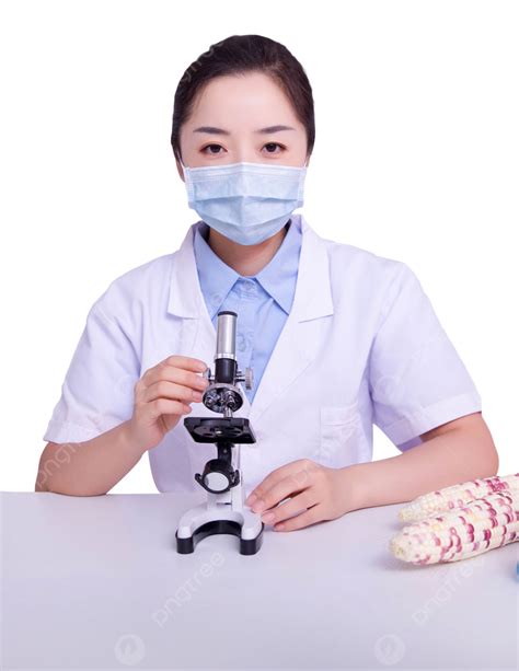 Scientist Looking Under Microscope Research Science Experiment PNG