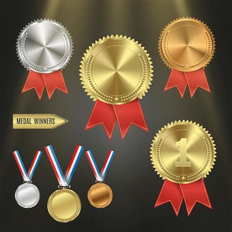 Conjunto de ouro bronze e prata medalhas de prêmio isoladas em fundo