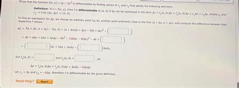 solved show that the function f x y xy−6y2 is diferentiable