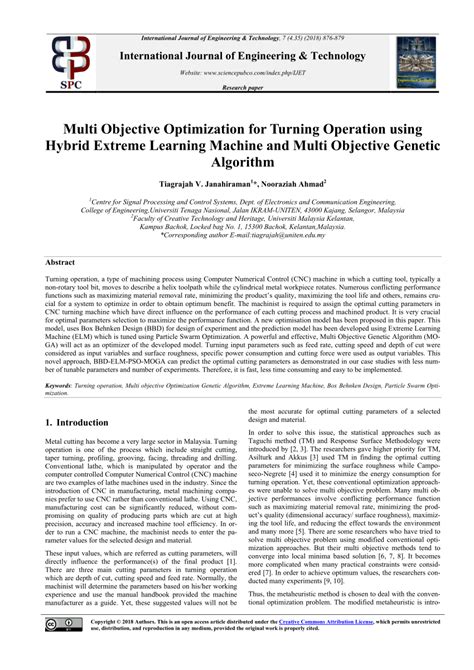 pdf multi objective optimization for turning operation using hybrid extreme learning machine