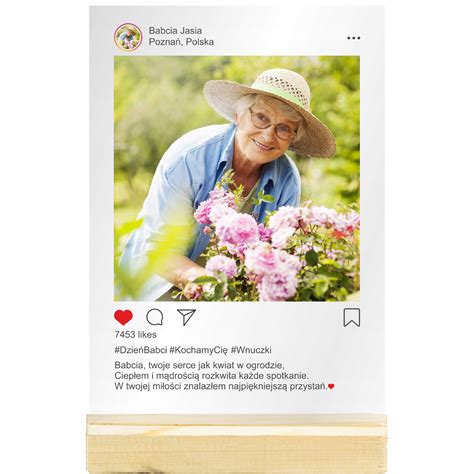 TABLICZKA ZE ZDJĘCIEM INSTAGRAM PREZENT NA DZIEŃ BABCI DZIADKA