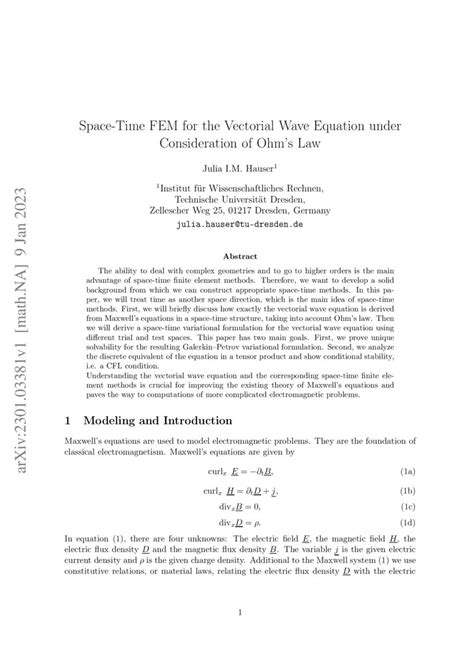 space time fem for the vectorial wave equation under consideration of ohm s law deepai