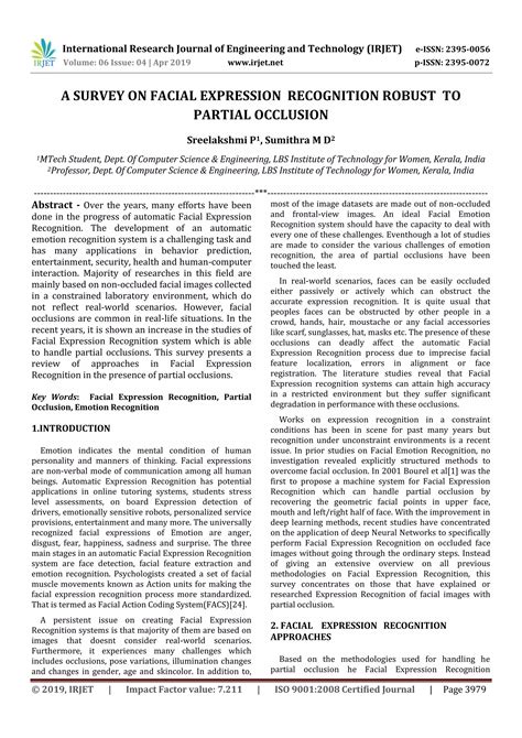 irjet a survey on facial expression recognition robust to partial occlusion pdf