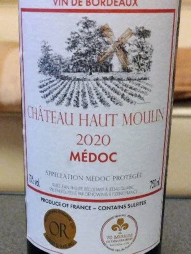 2020 Château Haut Moulin Médoc Vivino US