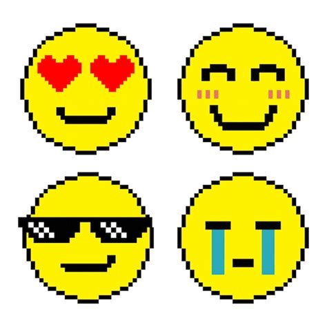 Emotie Emoji Pixel Art Pixel Art Emoji Icon Set Premium Vector