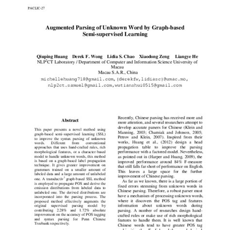 augmented parsing of unknown word by graph based semi supervised learning acl anthology
