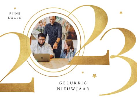 Zakelijke Kerstkaart 2023 Goud Sterren Stijlvol Kaartje2go