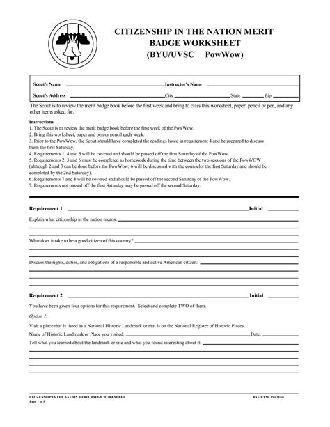 Citizenship In The Nation Merit Badge Book Pdf PDF Form FormsPal