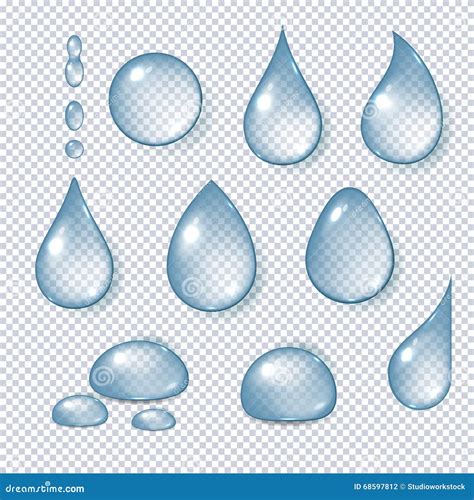 Het Water Laat Vallen Realistische Reeks Vector Illustratie
