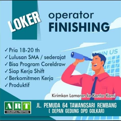 Lowongan Kerja Finishing Percetakan Art Colorful Printing Rembang