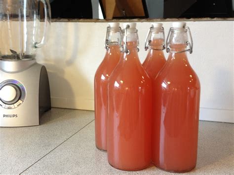 Hjemmelavet rabarbersaft 3 kg rabarber 600 g rørsukker 3 øko citroner