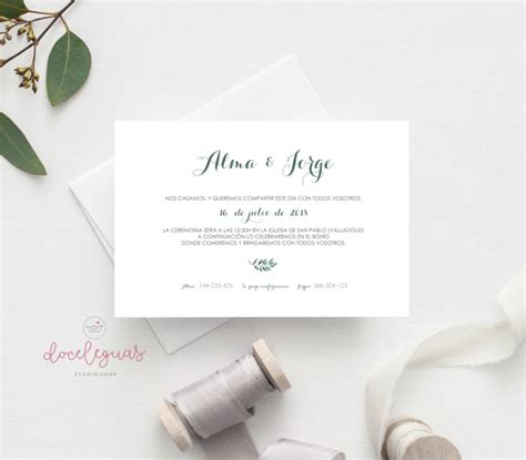 Invitacion De Boda Personalizada Acuarela Doce Leguas Estudio Creativo