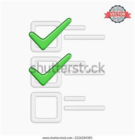 Checklist Green Ticks Check Marks Realistic Stock Vector Royalty Free