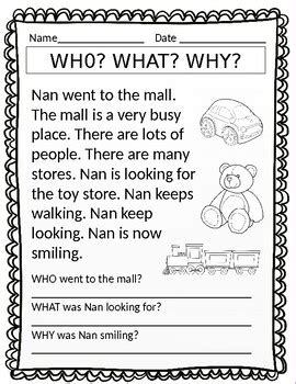 Reading Comprehension With Wh Questions And Easy Inference Questions B