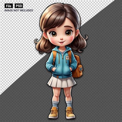 Personaje De Dibujos Animados En 3d Chica Estudiante Linda Archivo
