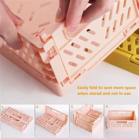 Lot De 5 Paniers Pliants En Plastique 30 X 20 X 12 Cm 20 X 15 X 9 Cm