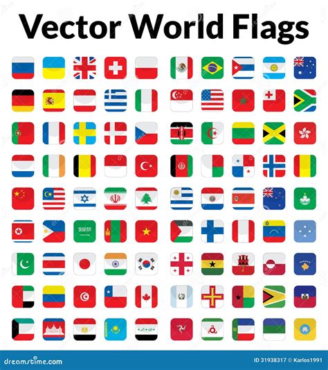 Banderas Del Mundo Del Vector Ilustración del Vector Ilustración de