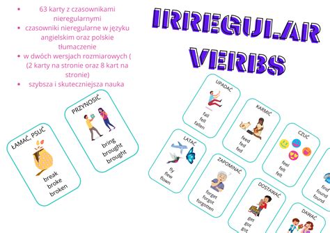 Irregular Verbs Angielskie Czasowniki Nieregularne Graficznie Z Oty