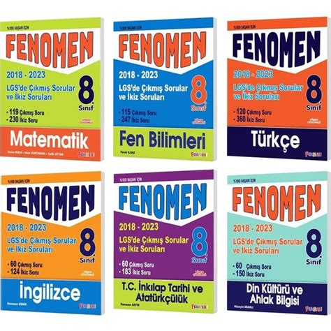 Fenomen Yayıncılık 8 Sınıf LGS 2018 2023 Yılları Çıkmış Sorular ve
