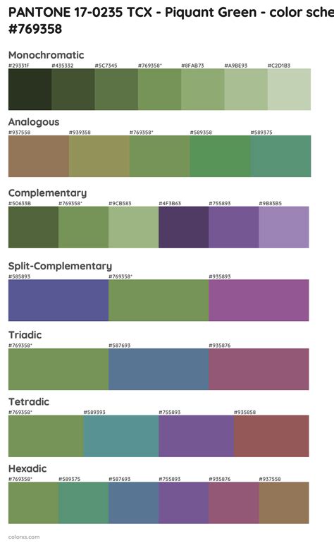 PANTONE 17 0235 TCX Piquant Green Color Palettes Colorxs