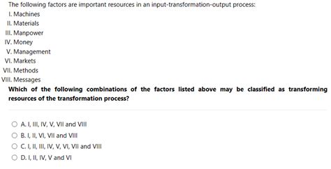 Solved The Following Factors Are Important Resources In An Chegg